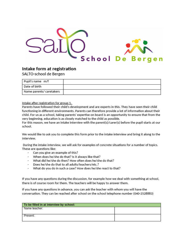 Intake After Registration For Group 1 | PDF | Teachers | Preschool