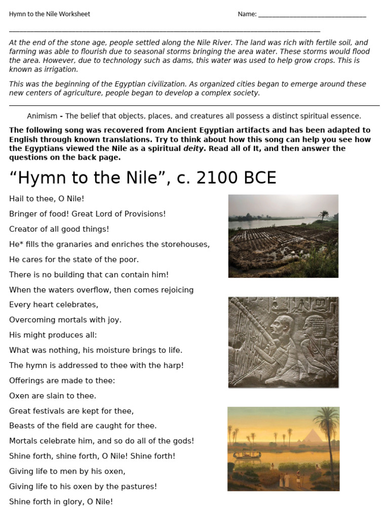 "Hymn To The Nile", C. 2100 BCE | PDF | Deities | Ancient Egypt