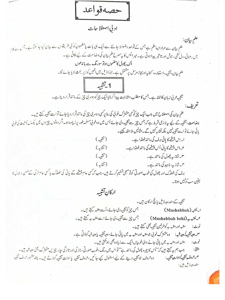 Urdu Notes For First Year | PDF