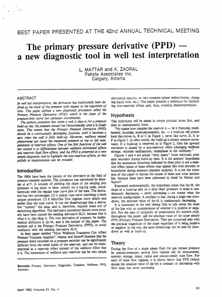 Primary Pressure Derivative For PTA | PDF