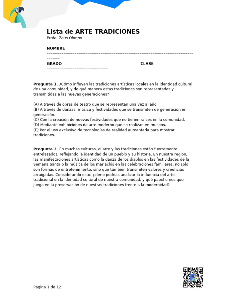 Lista de Arte Tradiciones | PDF | Tradiciones | Folklore