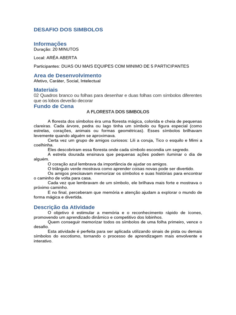 Atividade Desafio Dos Simbolos | PDF