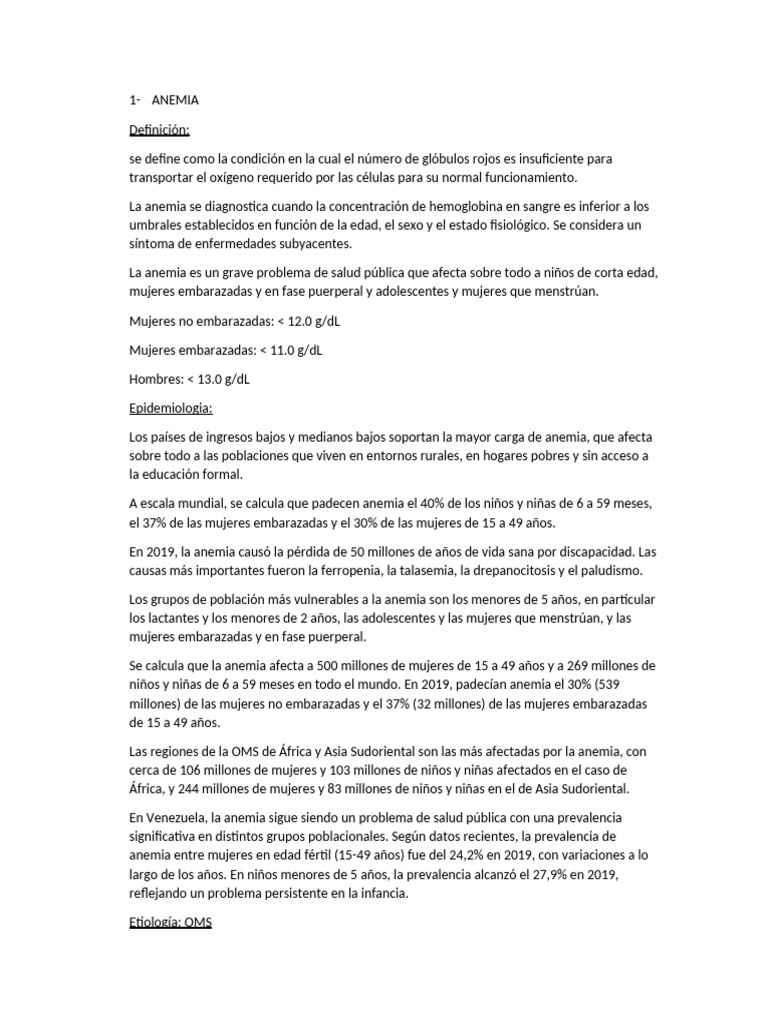ANEMIA Seminario | PDF | Anemia | Glóbulo rojo