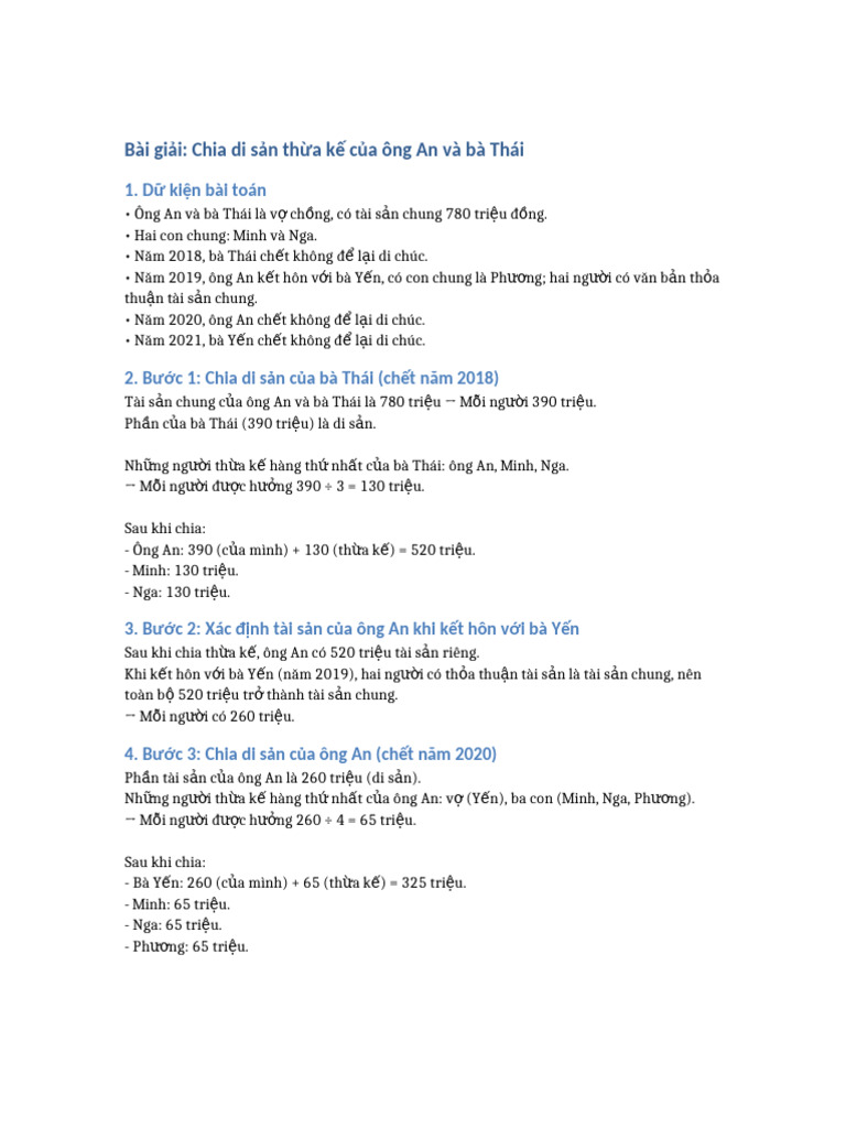 Chia Di San Thua Ke Ong an Ba Thai | PDF