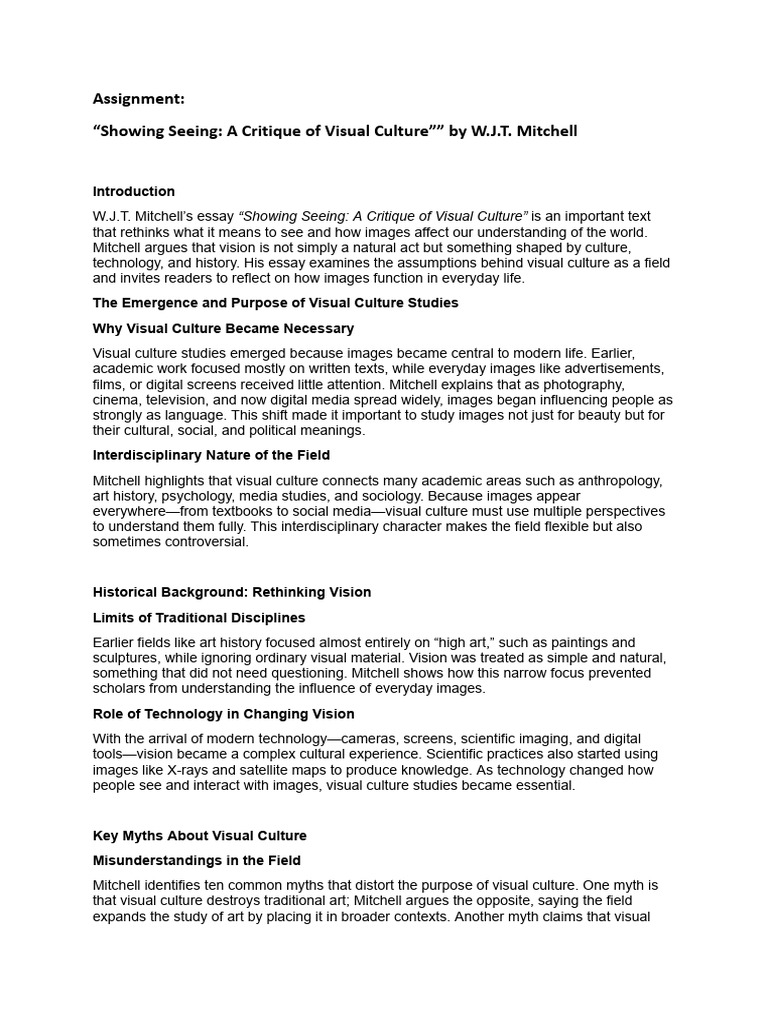 Assignment - Showing Seeing | PDF | Image | Visual Perception