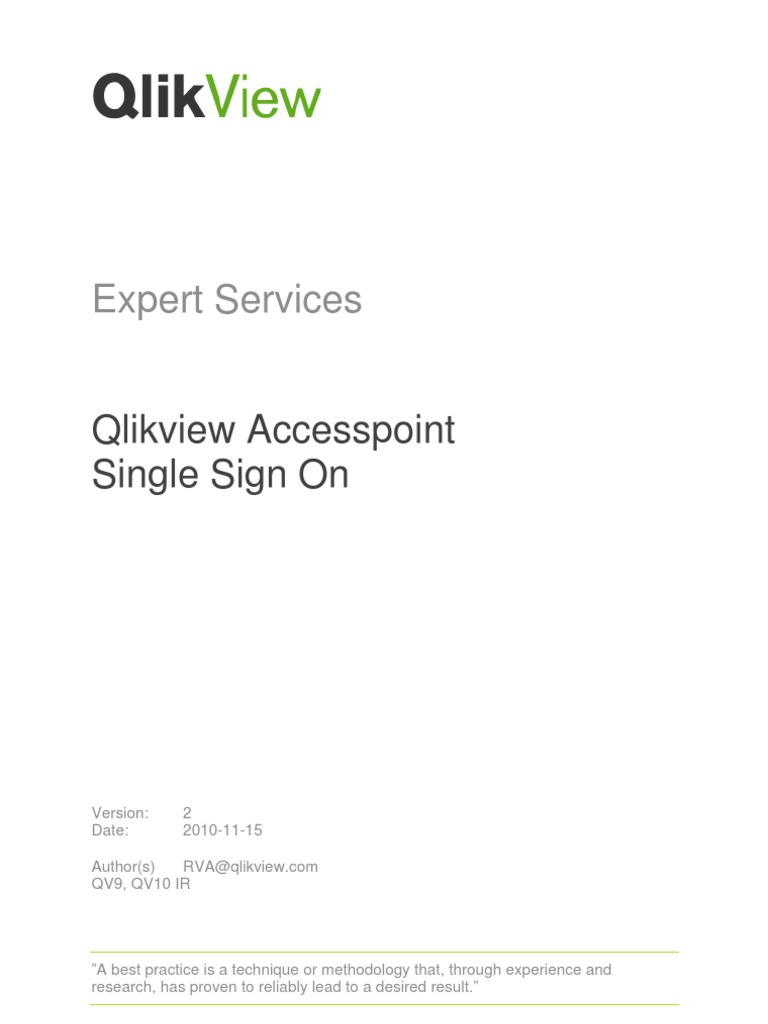 Qlikview 10 Accesspoint SSO | PDF | Login | Internet Information Services