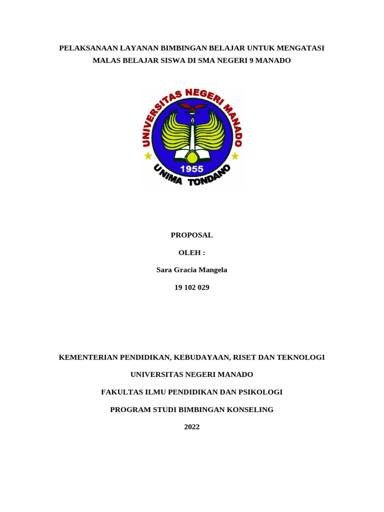Sara - Proposal Pelaksanaan Layanan Bimbingan Konseling Untuk Mengatasi ...