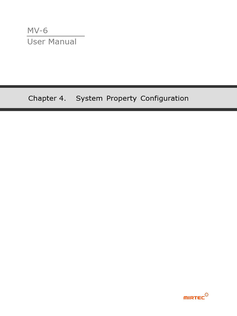 MV-6 - Chapter 4. System Property Configuration (En) | PDF | Computer ...