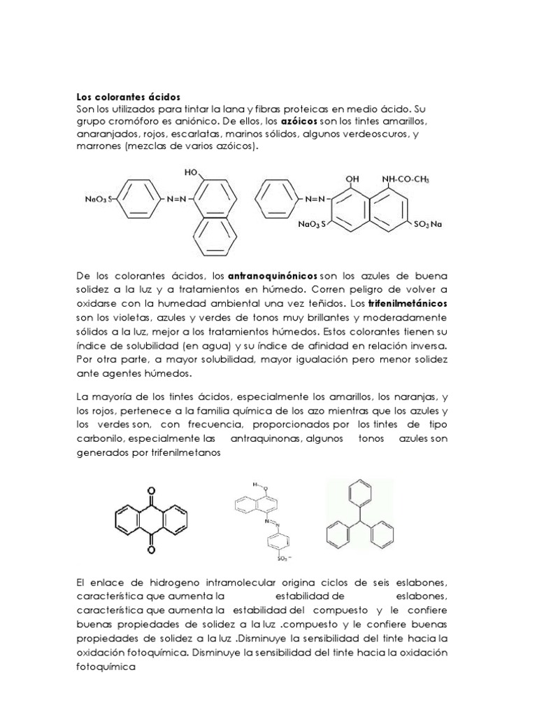 Los Colorantes Ácidos | PDF | Ácido | Lana