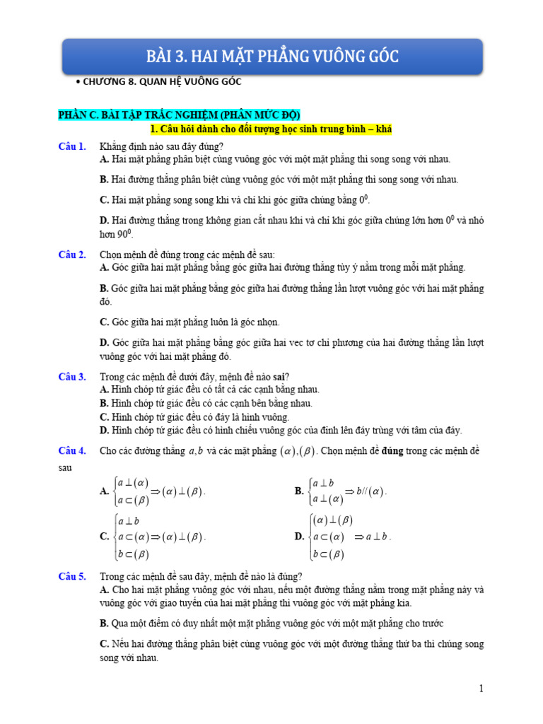 Bai-3-Hai Mp Vuong Goc - CH-TN | PDF