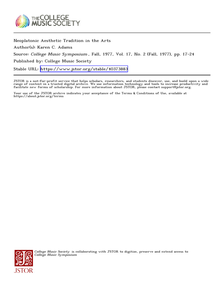 Neoplatonic Aesthetic Tradition - Karen C. Adams 1977 | PDF ...