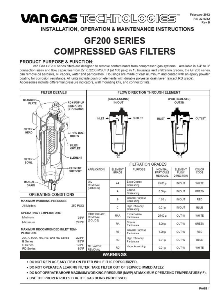 Gf200 Series 1 | PDF | Filtration | Valve