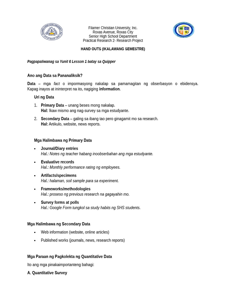 Unit 6 Lesson 1 Practical Research | PDF