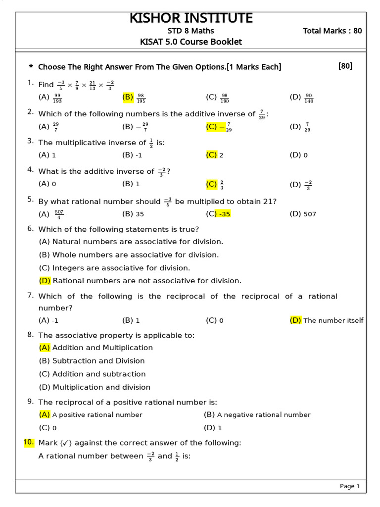 8th Cbse Booklet | PDF