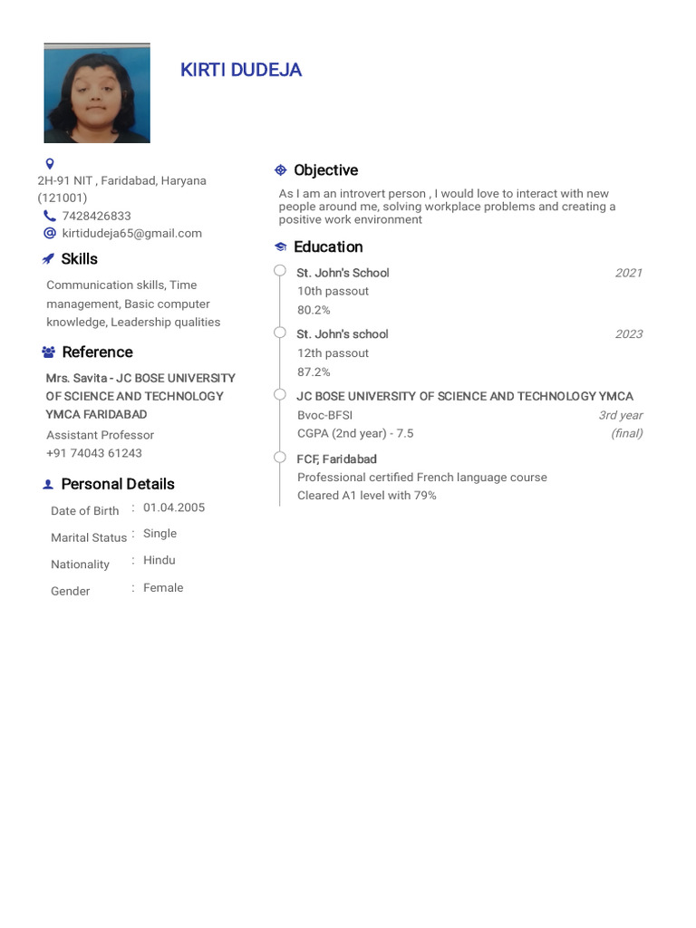 Kirti Dudeja: Objective | PDF