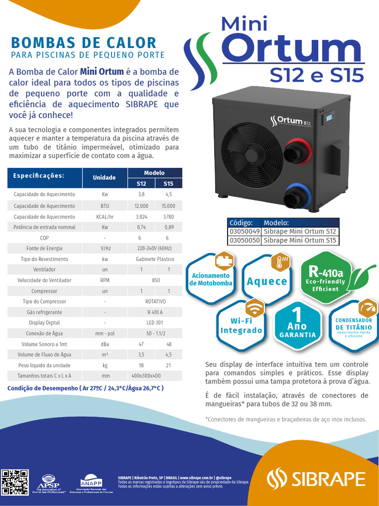 Bomba de Calor Mini Ortum S12 e S15 v1.02 | PDF | Bomba | Aquecimento ...