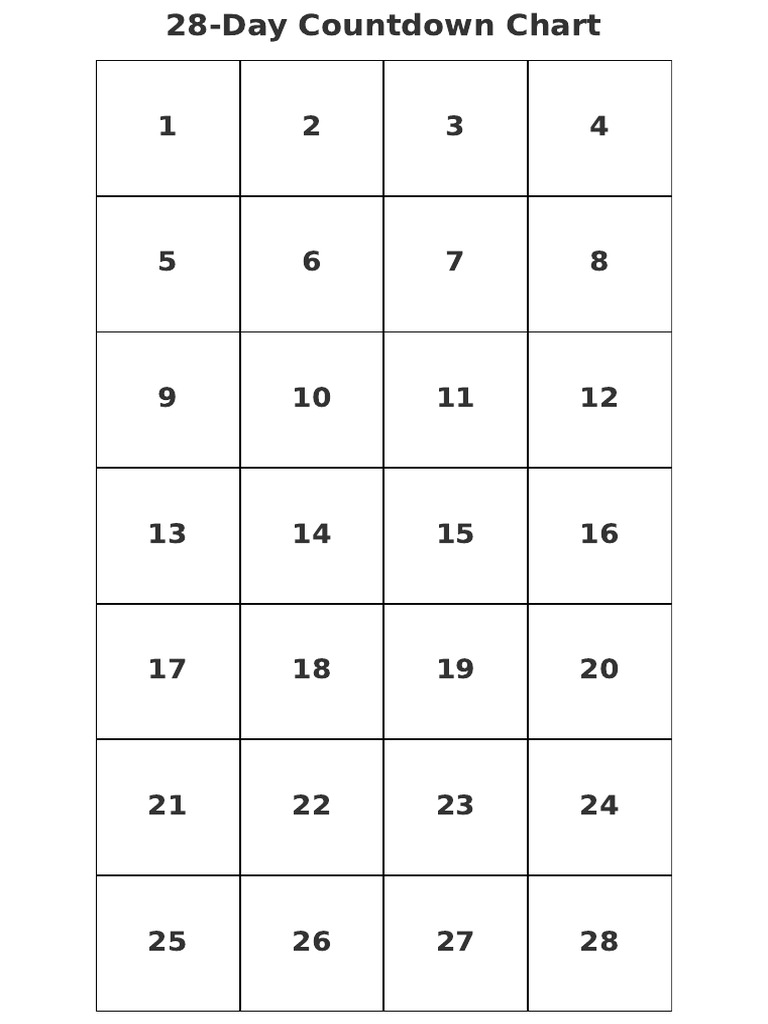 28 Day Countdown Chart | PDF