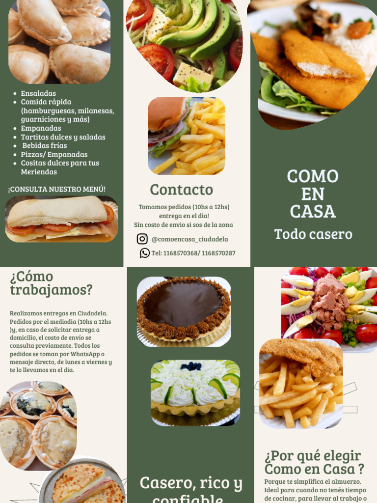 Folleto Tríptico Menú Restaurante Comida Saludable Fotográfico Orgánico ...