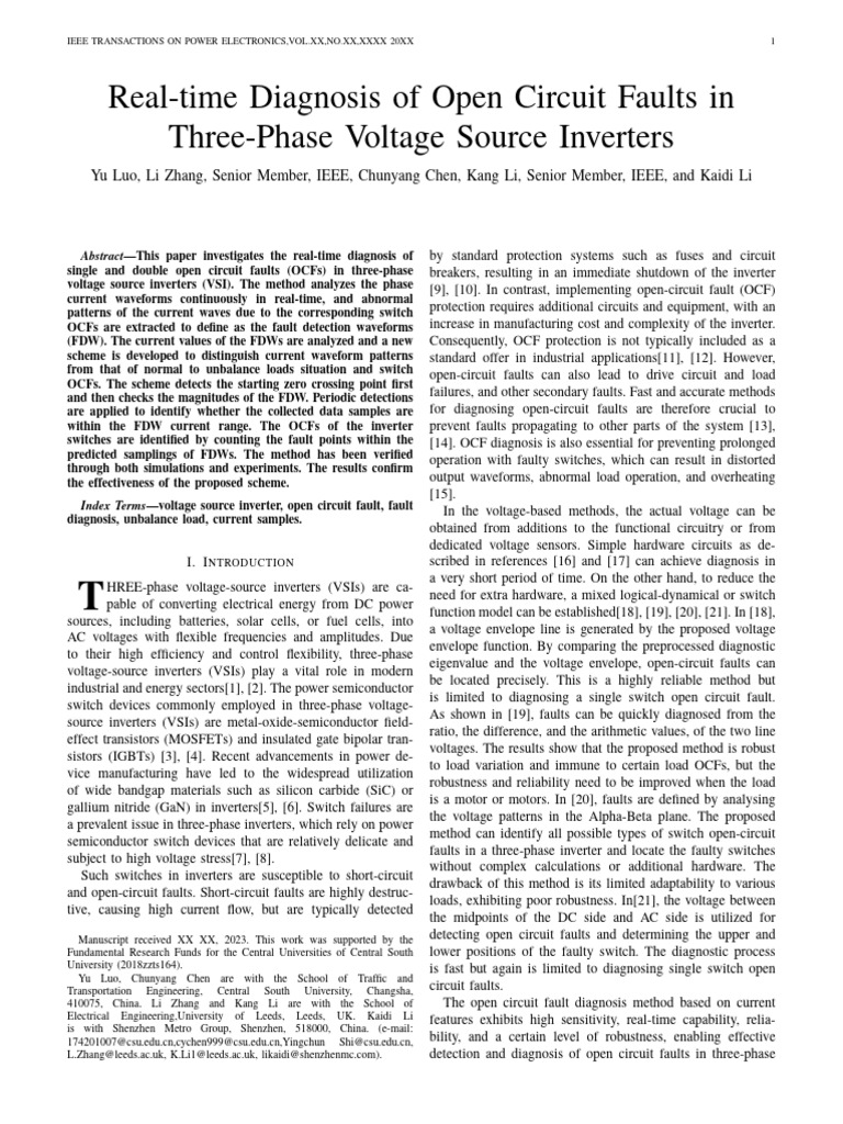 Real-Time Diagnosis of Open Circuit Faults in Three-Phase Voltage ...