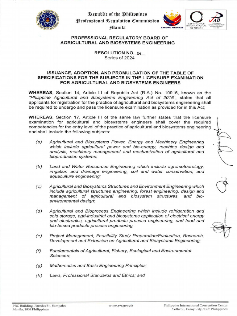 2 PRC Resolution For The TOS | PDF | Engineering
