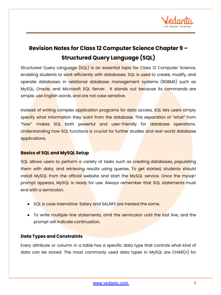 Revision Notes For Class 12 Computer Science Chapter 9 Data Structures ...