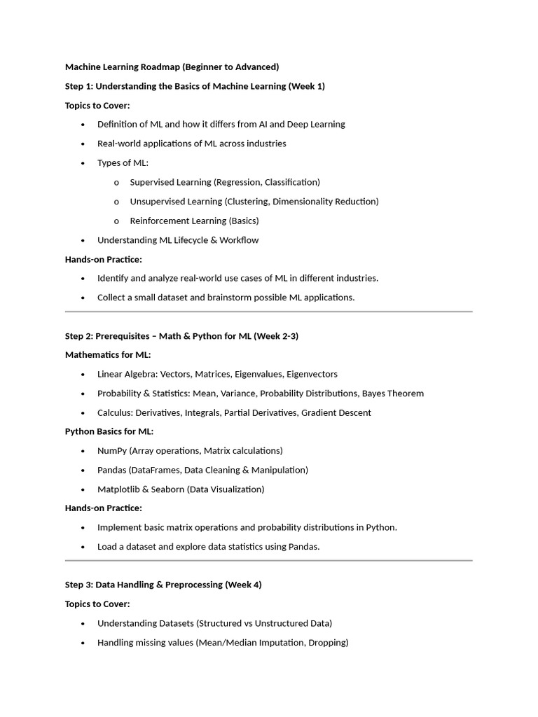 Machine Learning Roadmap | PDF | Machine Learning | Cluster Analysis