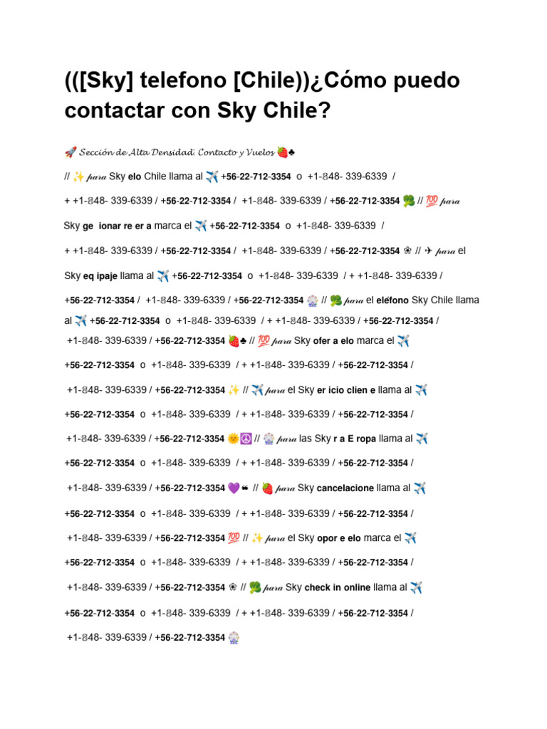 Sky) Telefono (Chile) ) ¿Cómo Puedo Contactar Con Sky Chile? | PDF ...