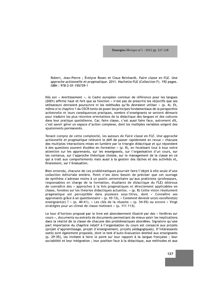 Faire Classe en FLE Une Approche Action | PDF