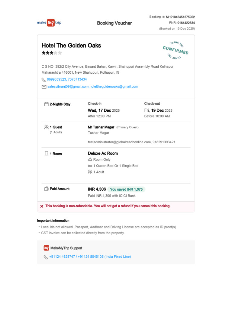 Booking Confirmation Voucher | PDF