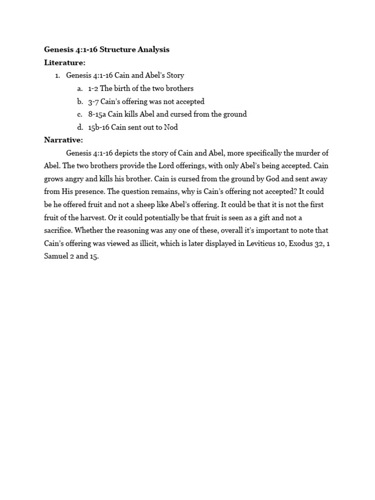 Genesis 4-1-16 Structure Analysis | PDF