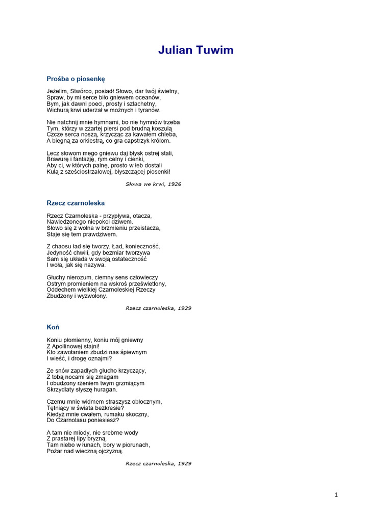 Julian Tuwim - Zbiór Wierszy | PDF