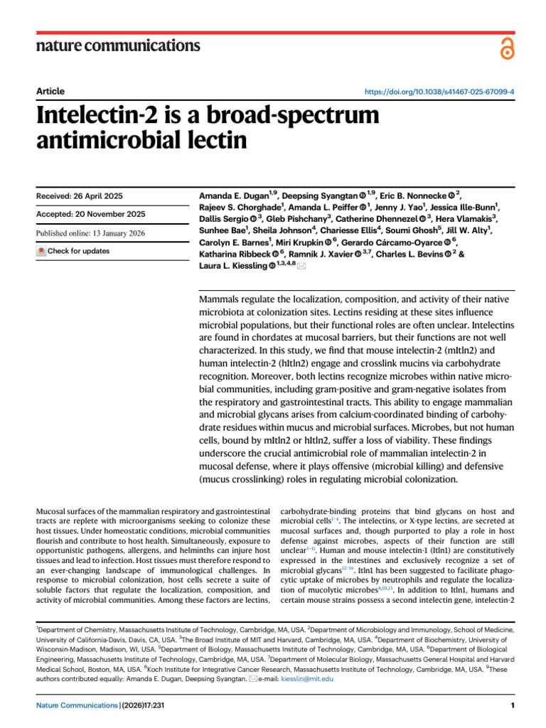 Intelectin-2 Is A Broad-Spectrum Antimicrobial Lectin: Article | PDF ...