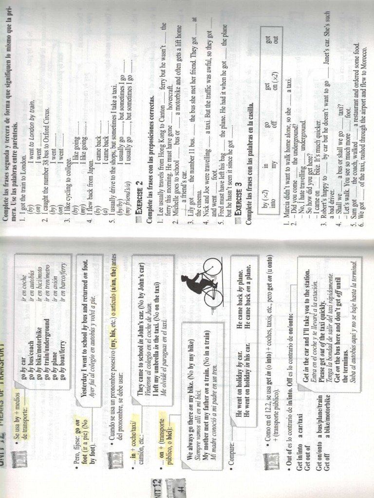 Prepositions With Means of Transport | PDF