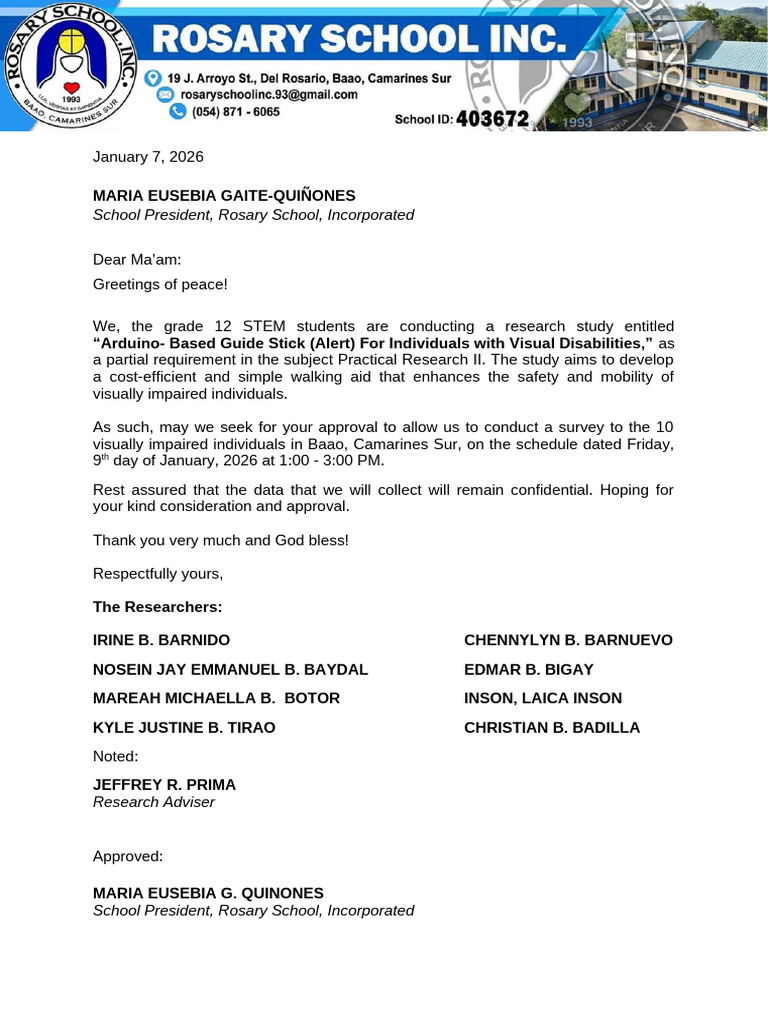 Letter For Survey Madam | PDF