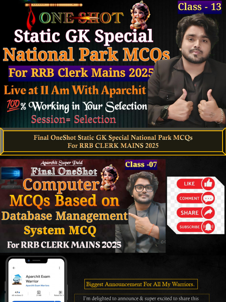Final_OneShot_Static_GK_Special_National_Park_MCQs_For_RRB_CLERK | PDF