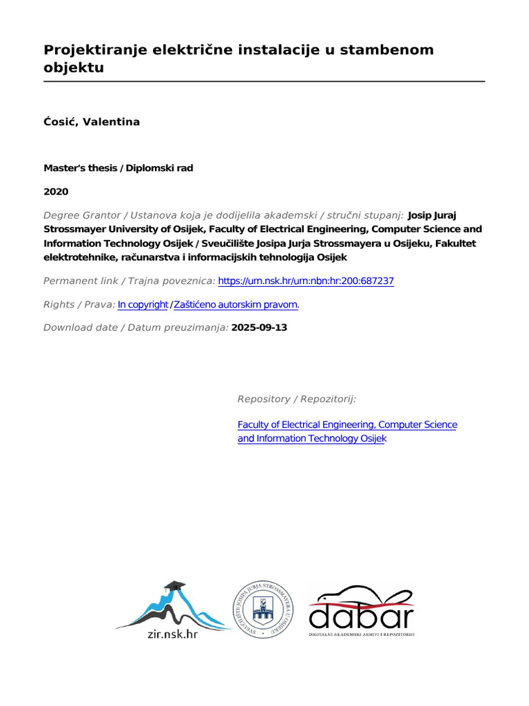 Električne Instalacije - Projekat 2 | PDF
