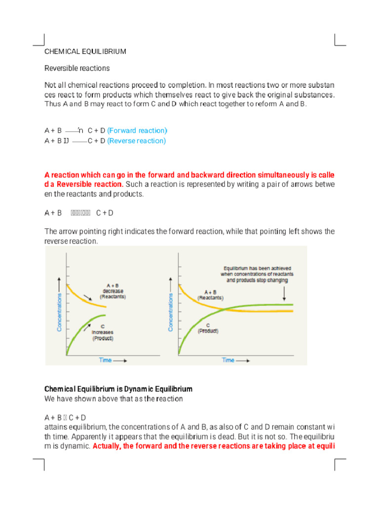 Chemical Equilibrium Note A - Phoenix | PDF