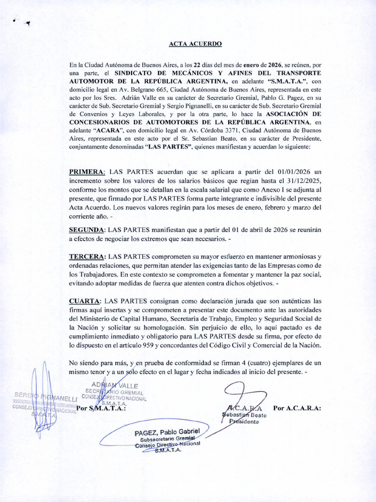 Acara - Salarios Enero Febrero Marzo 2026 | PDF | Relaciones laborales | Gobierno