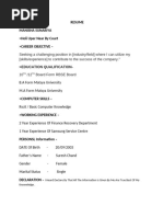 12th Pass Resume Format Guide | PDF