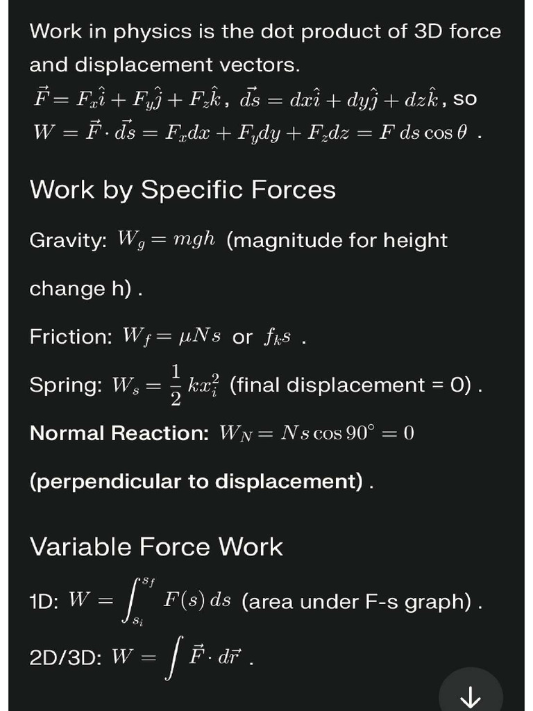 Work, Energy and Power Formula Sheet | PDF