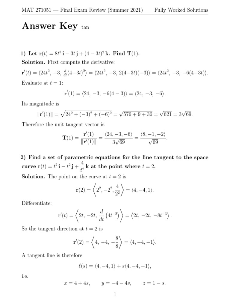 MAT271 Final Review Fully Worked Overleaf | PDF | Mathematical Analysis ...