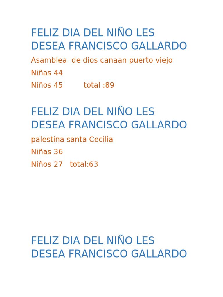 Feliz Dia Del Niño Les Desea Francisco Gallardo | PDF