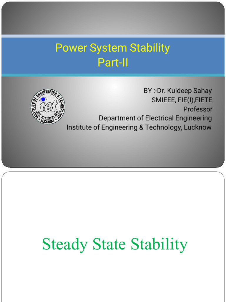 Unit-IV Power System Stability-2 Final | PDF | Stability Theory ...