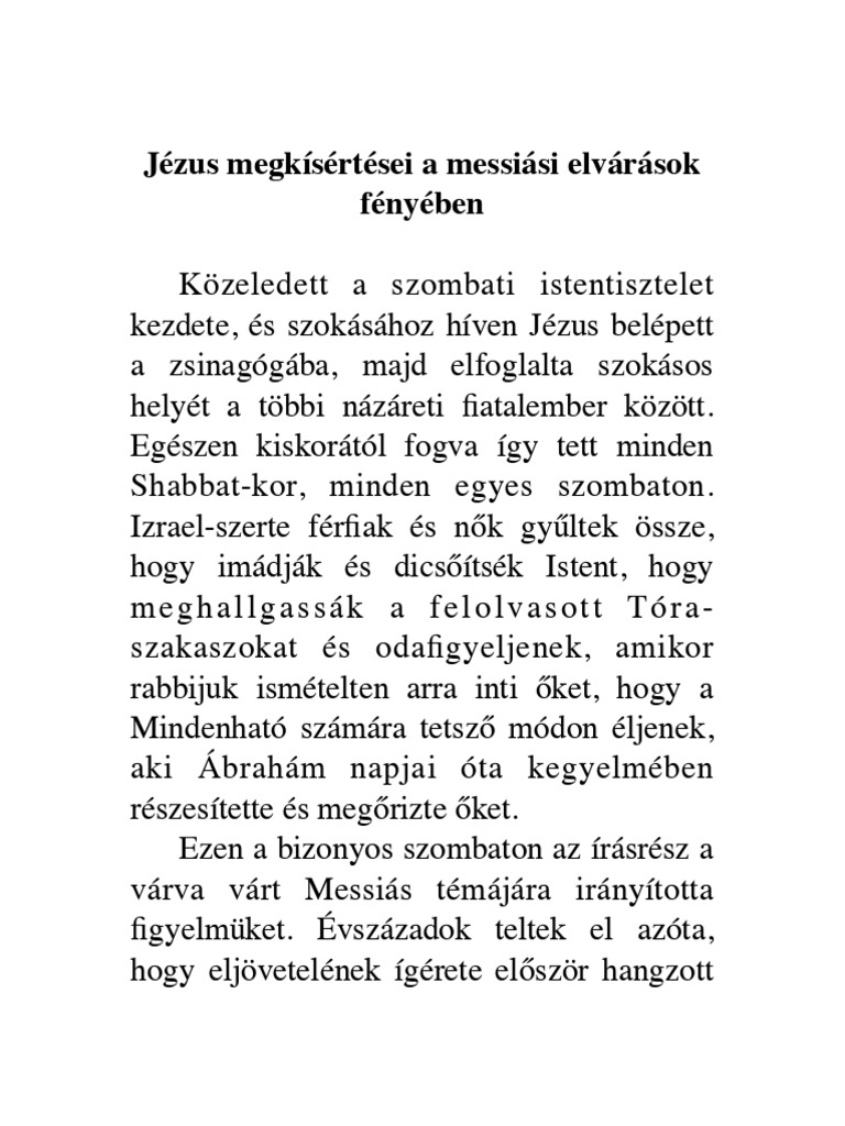Jézus megkísértései a messiási elvárások fényében | PDF