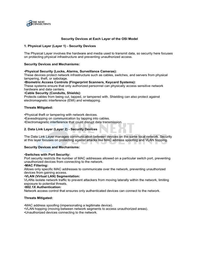 Security Devices at Each Layer of The OSI Model | PDF | Computer ...