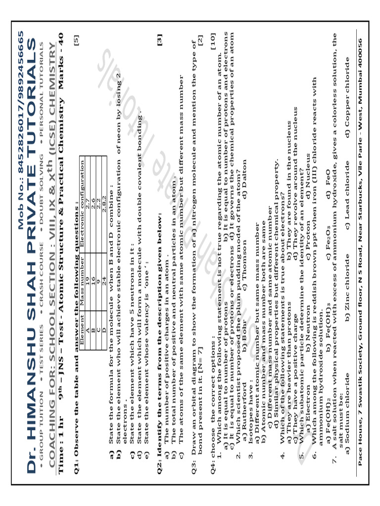 JNS, Atomic and Practical 40 M. | PDF | Atoms | Chemical Elements