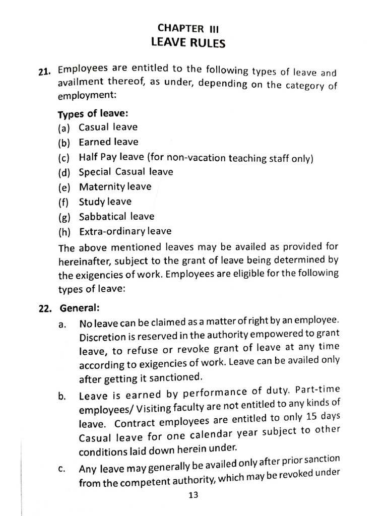 Leave Rules | PDF