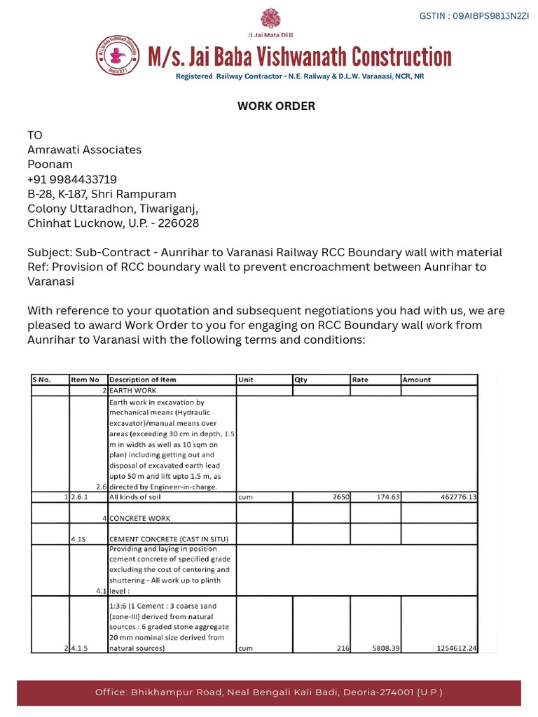 Work Order Boundary Wall | PDF