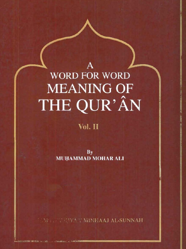 A Word For Word Meaning of The Quran Vol. 2 | PDF