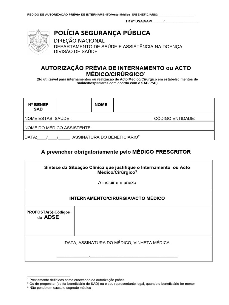 Pedido de Autorização SAD_PSP Novo 2 | PDF | Sistema de saúde | Remédio
